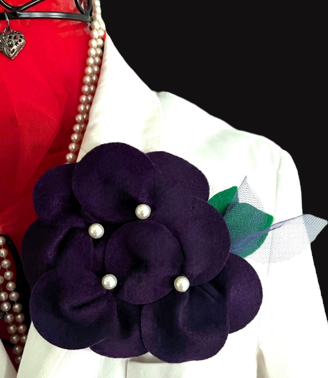African Violet Corsage// DST African Violet Flower Pin//purple Felt ...
