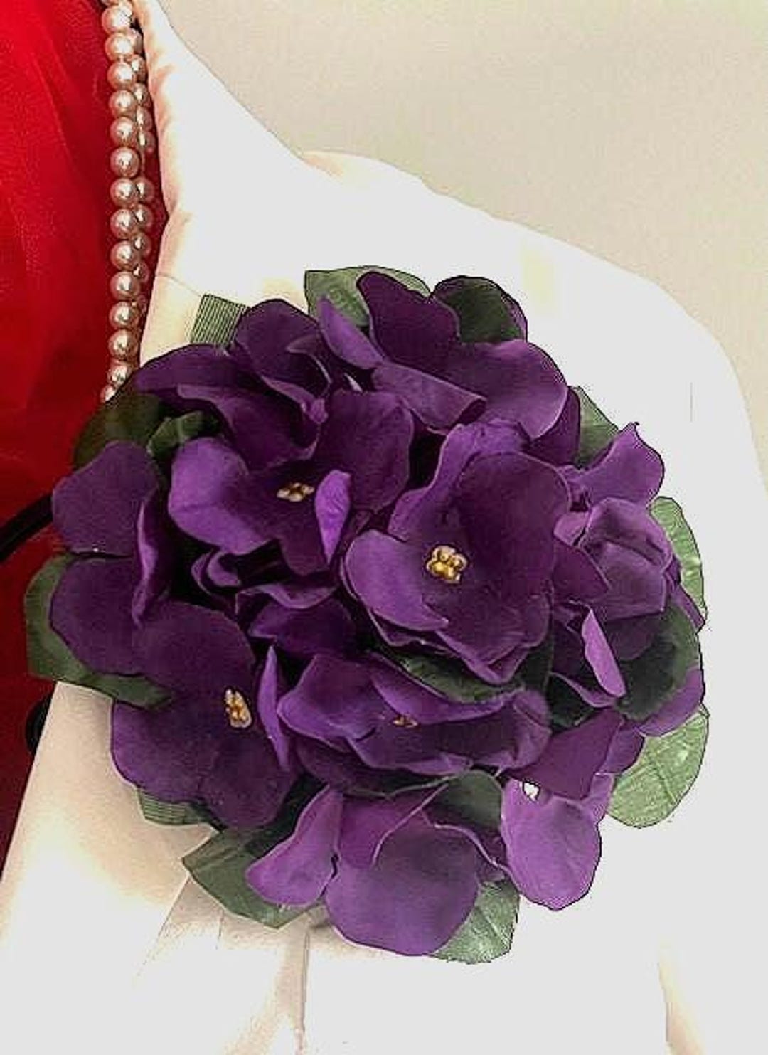 African Violet Corsage// DST African Violet Flower Pin//purple Flower ...