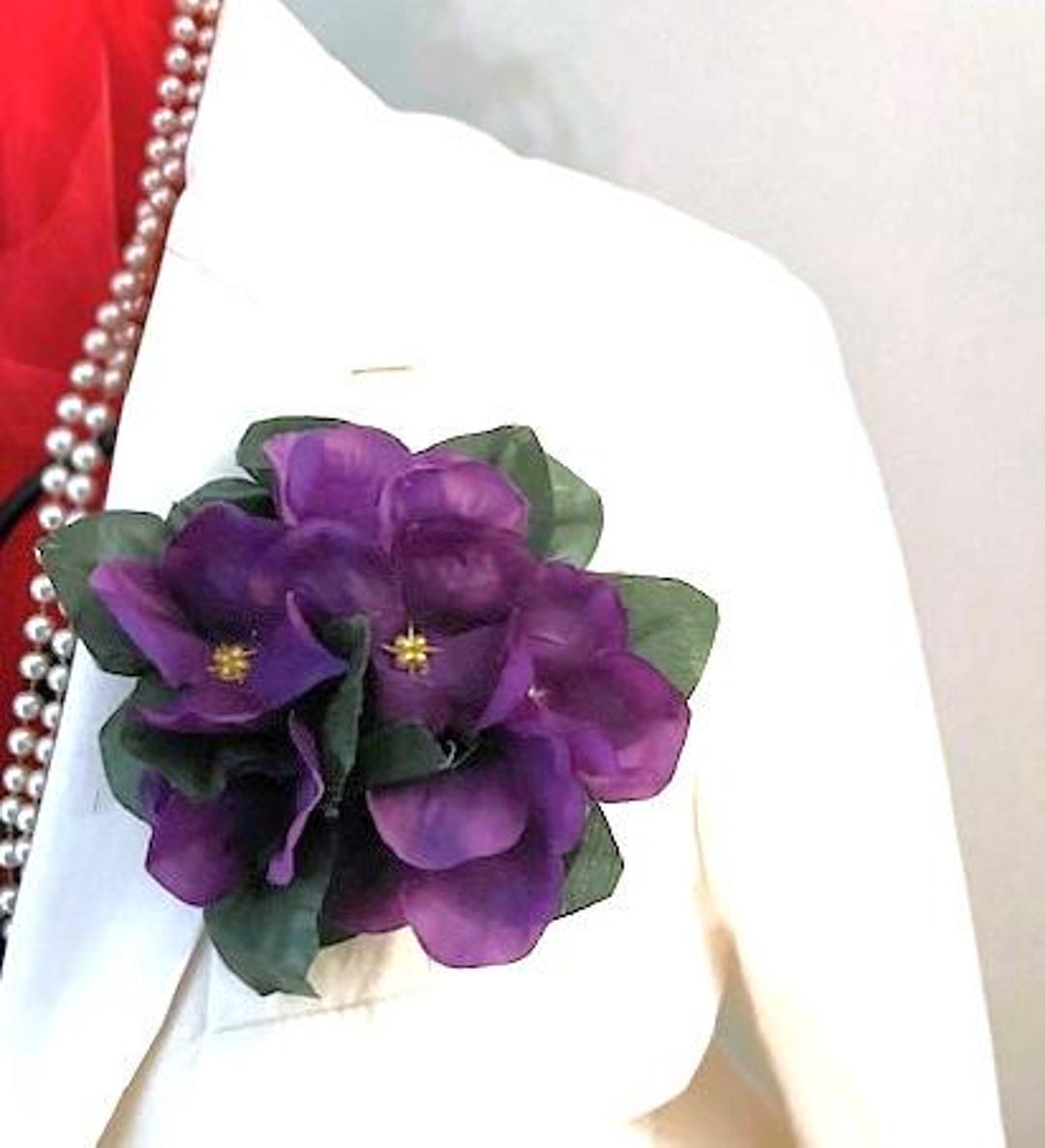 African Violet Corsage// DST African Violet Flower Pin//purple Flower ...