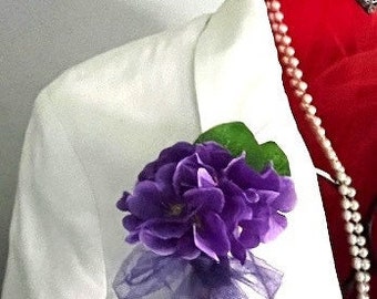 DST Inspired Oversized Violet and Ribbon Flower Corsage - Etsy