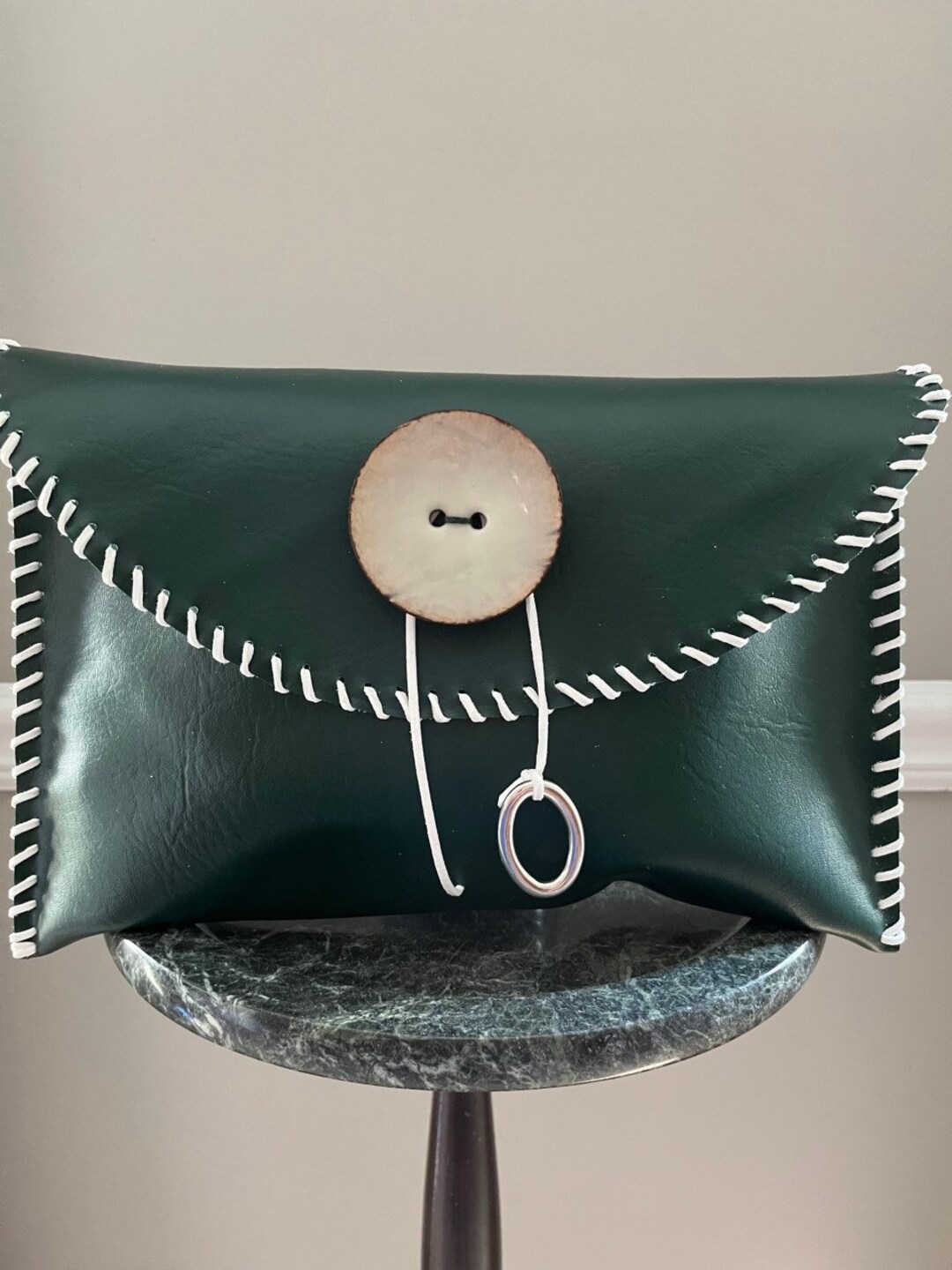 Links Handbag//forest Green and White Clutch/links Green and White ...