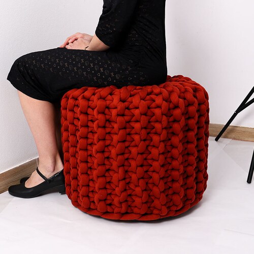 Knot Floor STABLE Pouf Chunky KNIT Pouffe Round Knit Pouf - Etsy