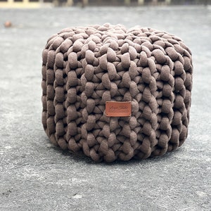 Knot Floor STABLE Pouf, Chunky KNIT Pouffe, Round Knit Pouf, Pouf CHAIR ...