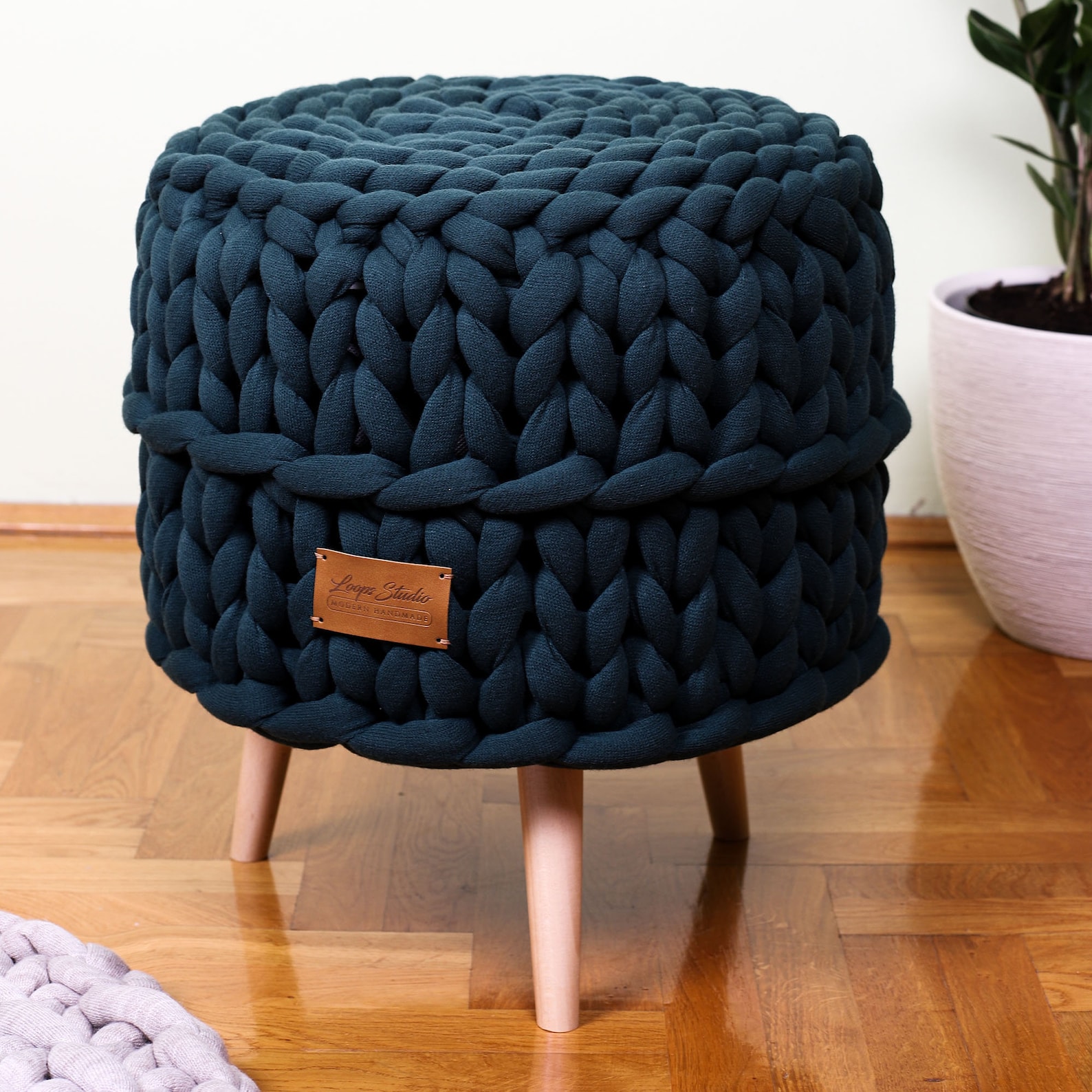 Knitted Pouf Chunky Knit Pouffe Round Knit Pouf Knit Poof - Etsy
