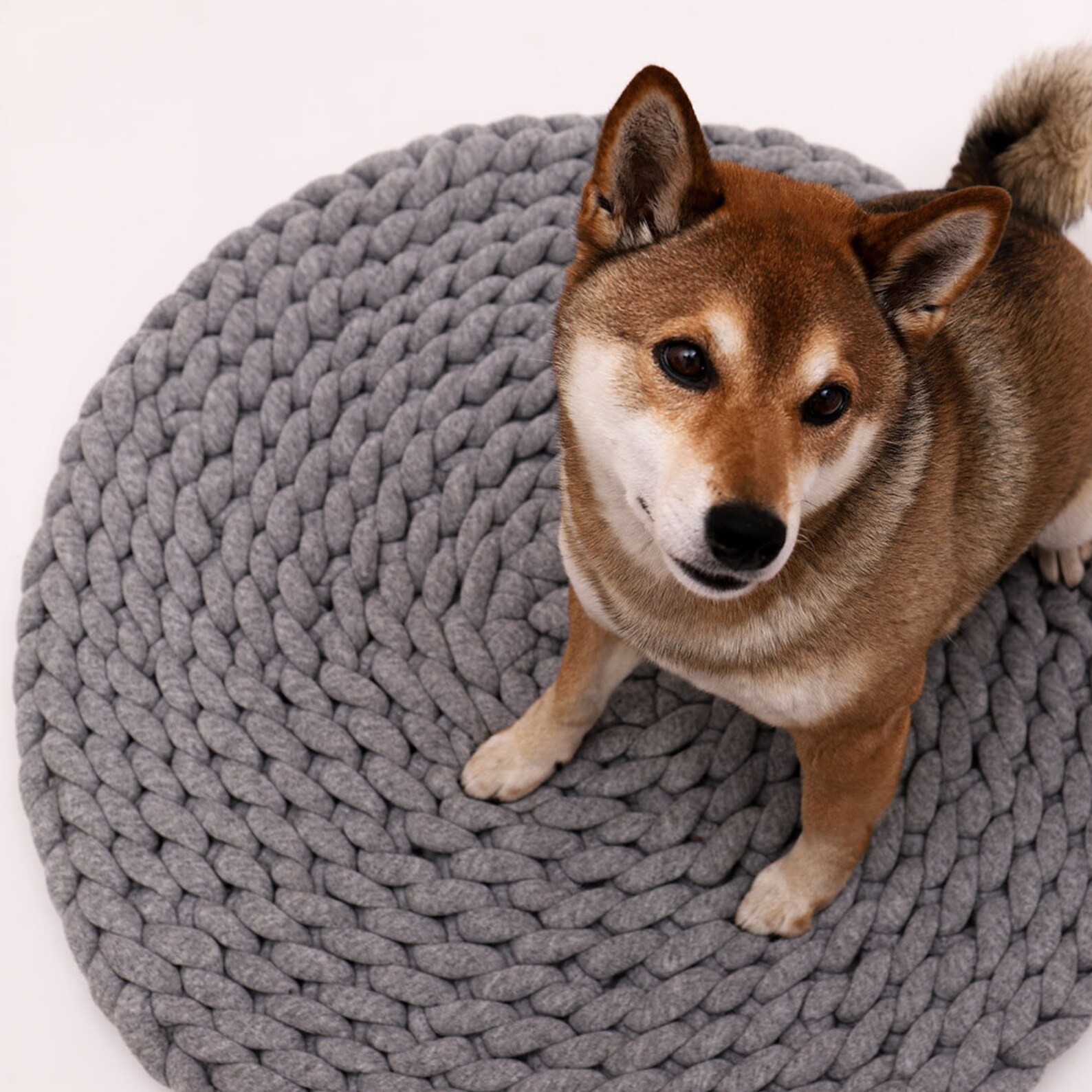 Chunky Knit Rug Round Knit Rug Highest Quality Vegan Wool - Etsy