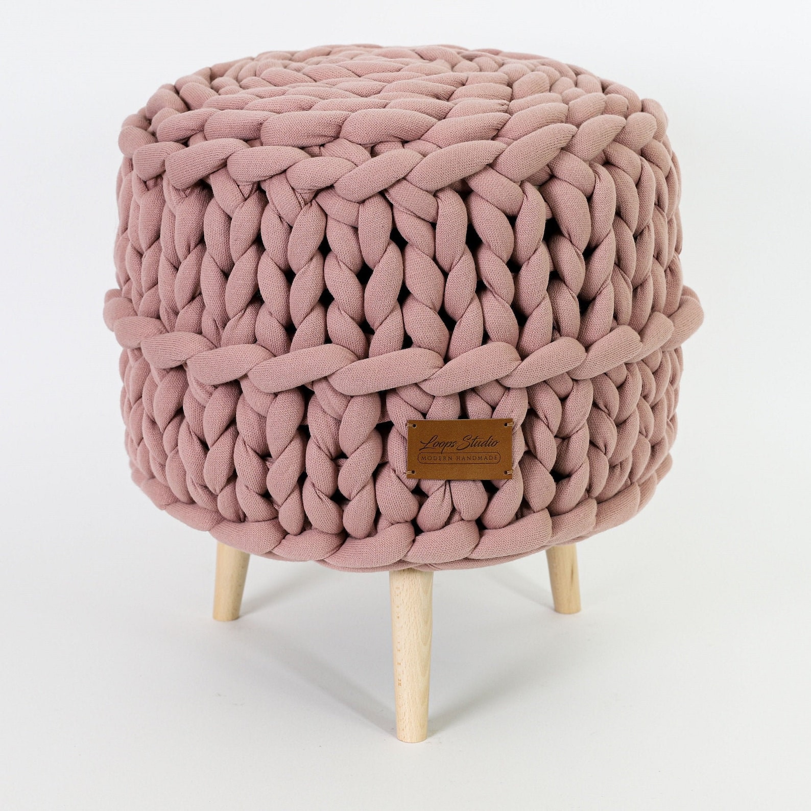 Knitted Pouf Chunky Knit Pouffe Round Knit Pouf Knit - Etsy