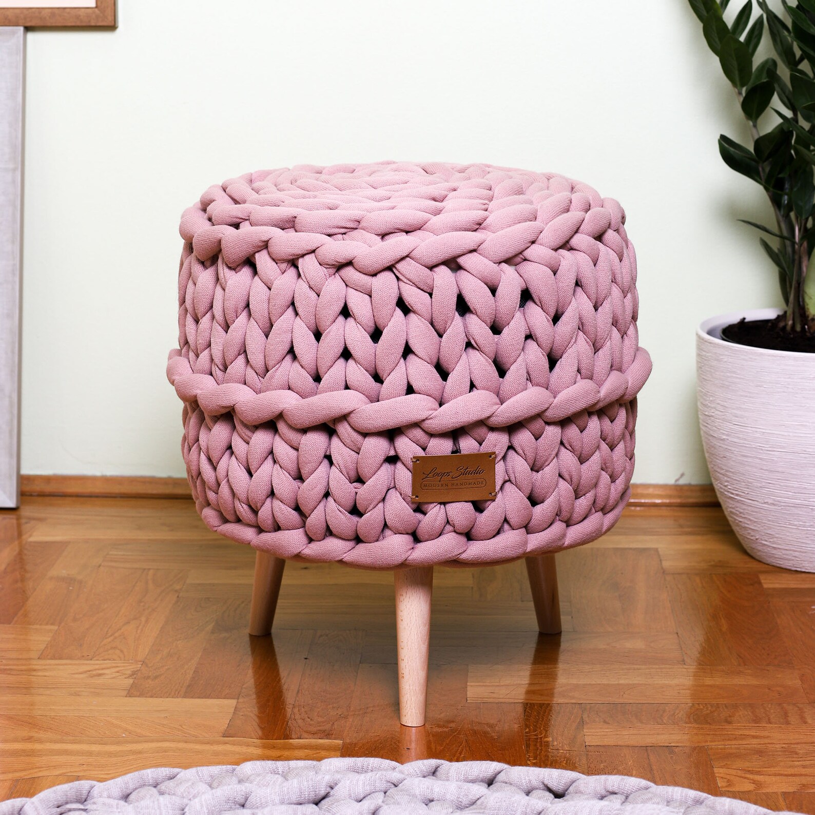 Knitted Pouf Chunky Knit Pouffe Round Knit Pouf Knit Poof - Etsy