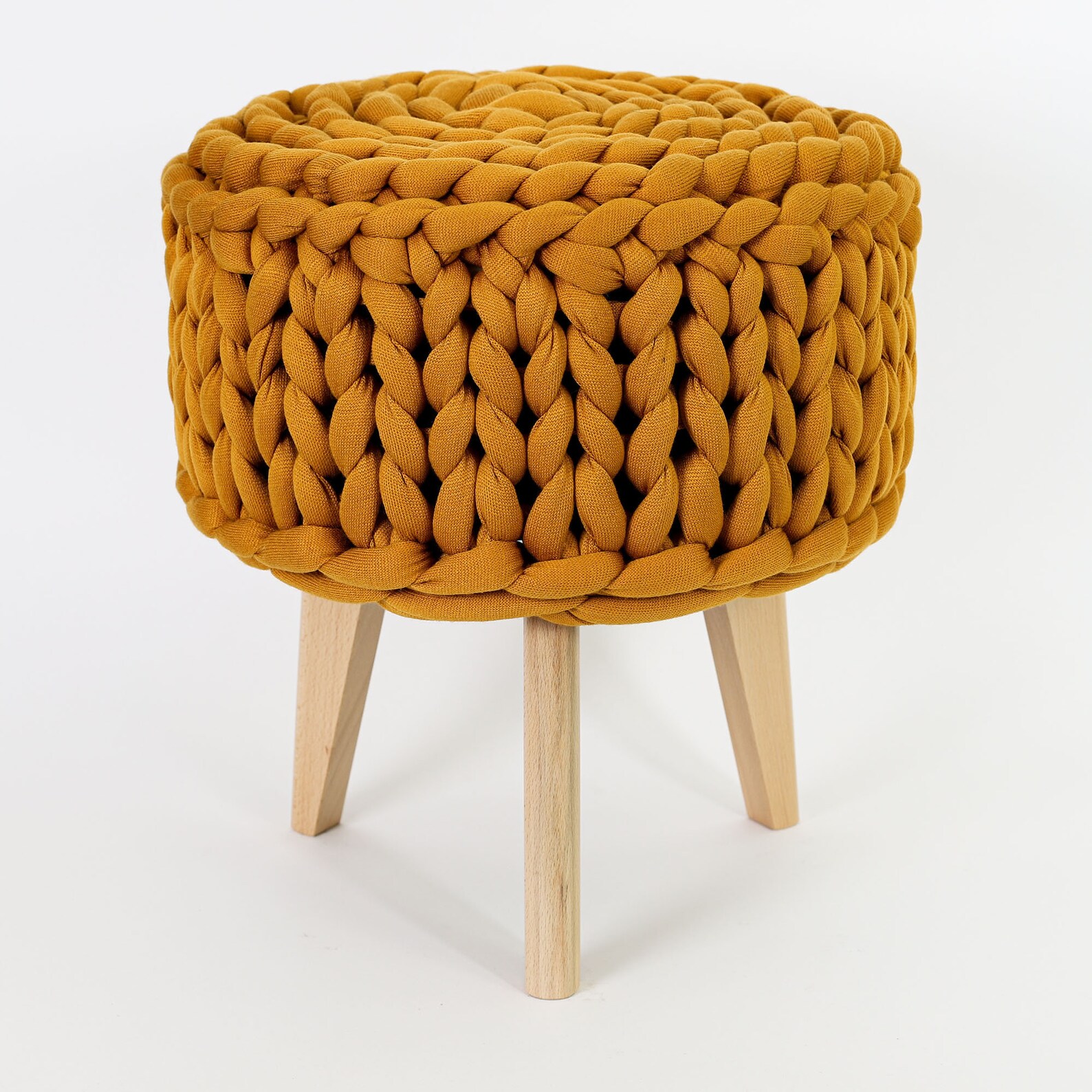 Knitted Pouf Chunky Knit Pouffe Round Knit Pouf Knit Poof - Etsy