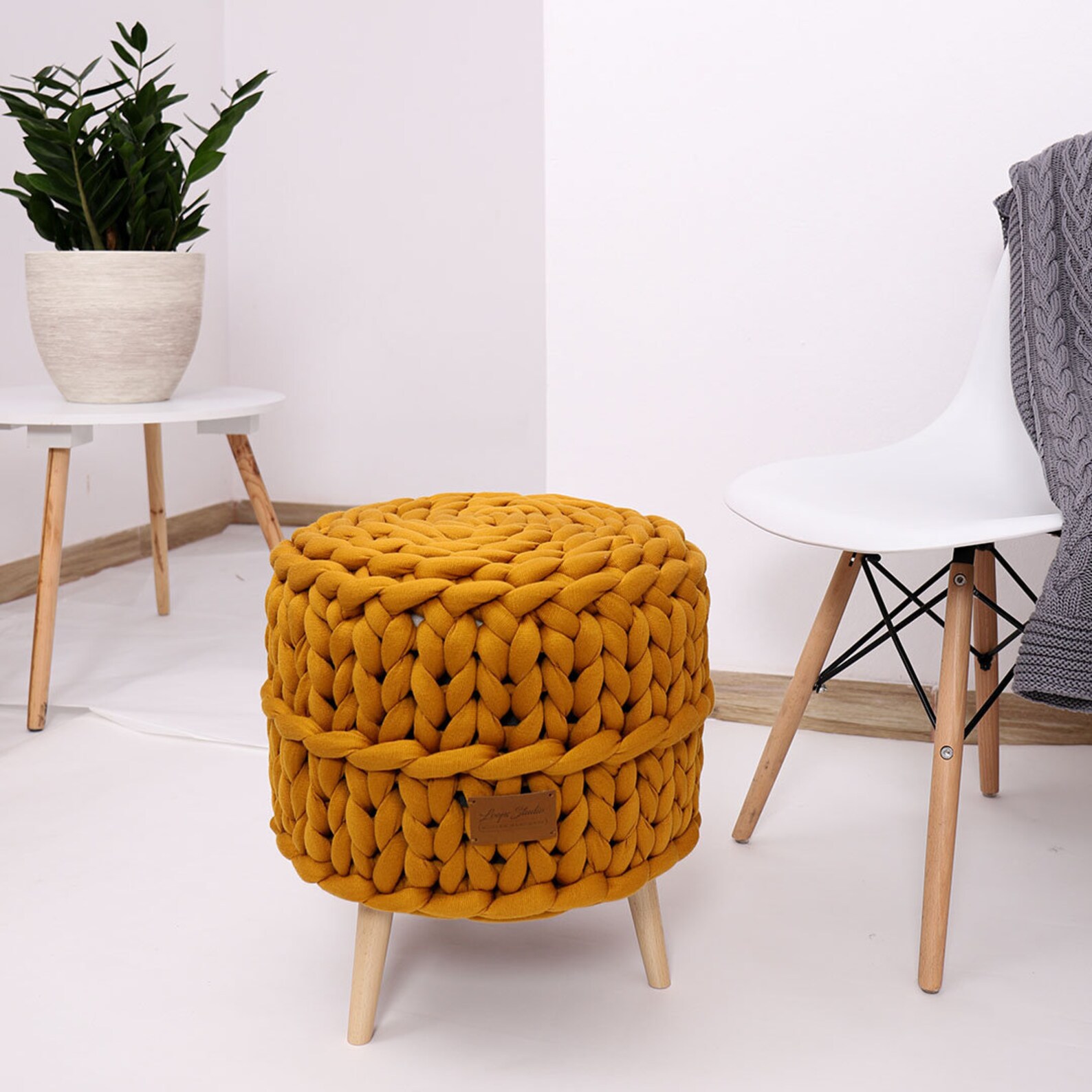 Knitted Pouf Chunky Knit Pouffe Round Knit Pouf Knit Poof - Etsy