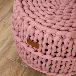 Knitted Pouf, Chunky Knit Pouffe, Round Knit Pouf Knit, Knitted Pouf ...