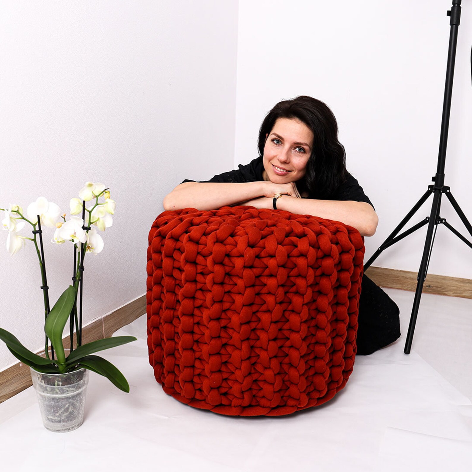 Knot Floor STABLE Pouf Chunky KNIT Pouffe Round Knit Pouf - Etsy