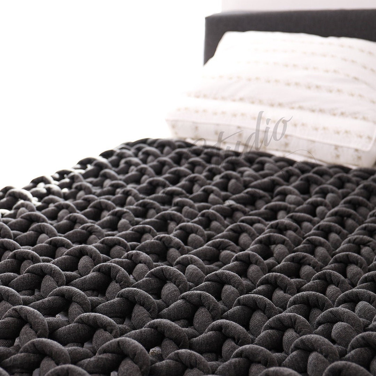 Chunky Knit Blanket SOFTEST VEGAN WOOL Blanket Organic | Etsy