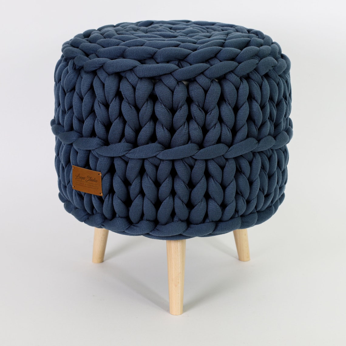 Knitted Pouf Chunky Knit Pouffe Round Knit Pouf Knit - Etsy