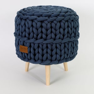 Knitted Pouf OTTOMAN, Chunky Knit POUFFE, Round Knit Pouf, Knit Poof ...
