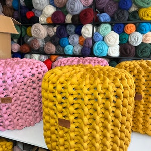 Knot Floor STABLE Pouf, Chunky KNIT Pouffe, Round Knit Pouf, Pouf CHAIR ...