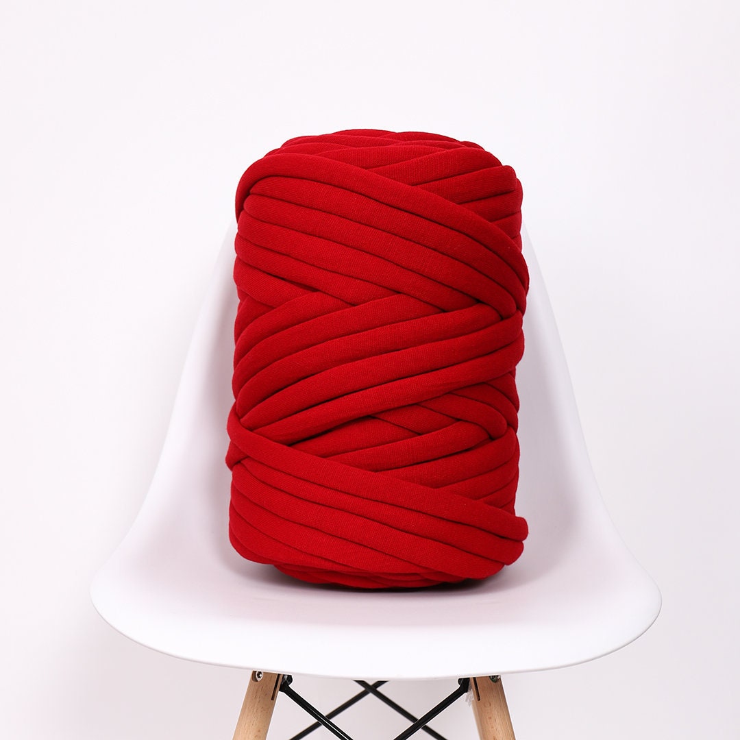 Chunky Red Vegan TUBE YARN Super Bulky Yarn DIY Arm Knitting - Etsy