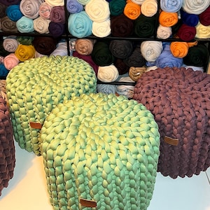 Knot Floor STABLE Pouf, Chunky KNIT Pouffe, Round Knit Pouf, Pouf CHAIR ...