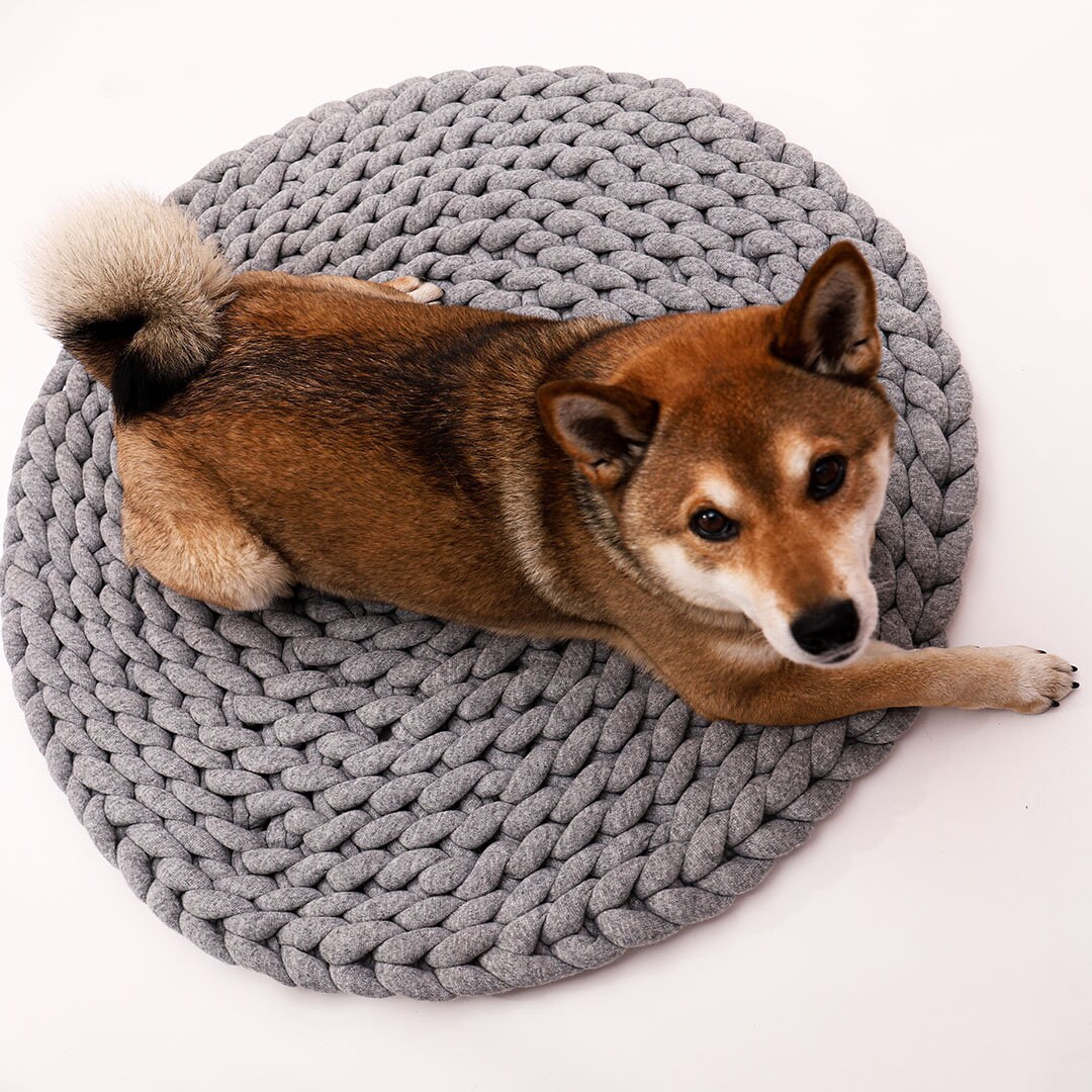 Chunky Knit Rug Round Knit Rug Highest Quality Vegan Wool - Etsy