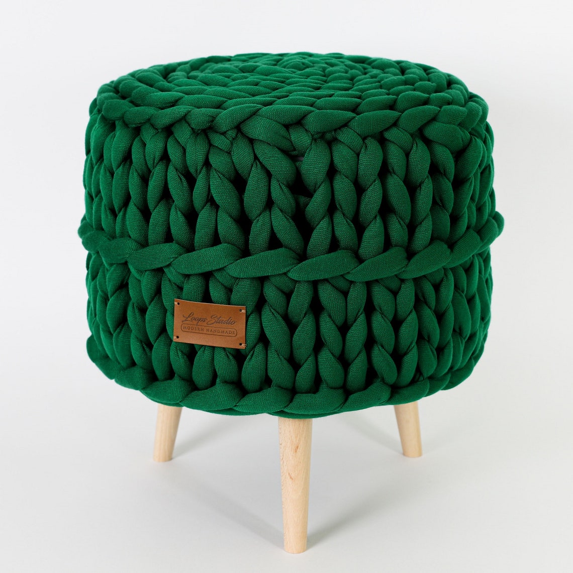 Knitted Pouf Chunky Knit Pouffe Round Knit Pouf Knit Poof - Etsy