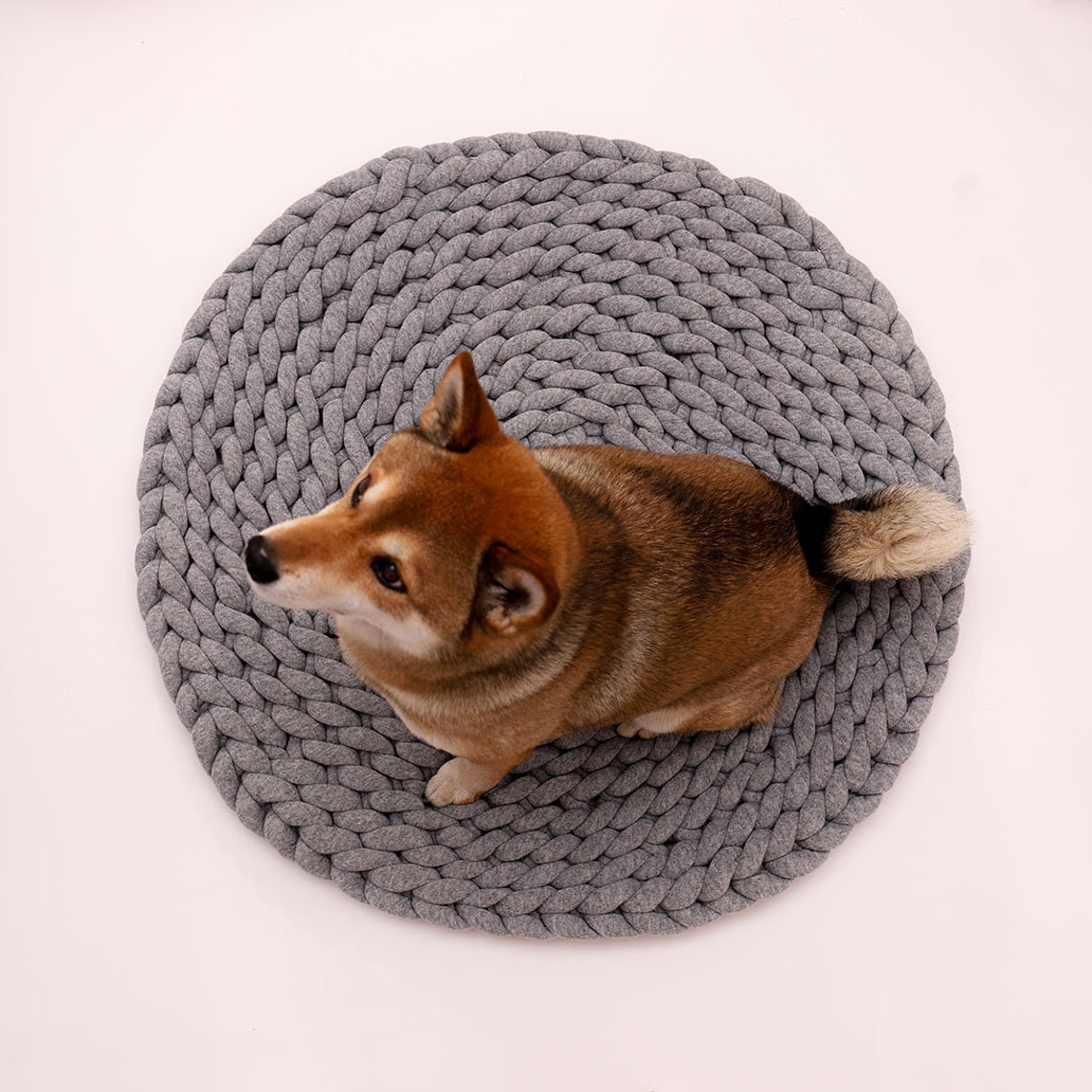 Chunky Knit Rug Round Knit Rug Highest Quality Vegan Wool | Etsy