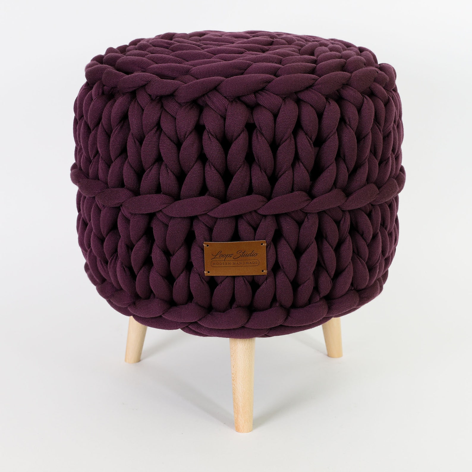 Knitted Pouf Chunky Knit Pouffe Round Knit Pouf Knit Poof - Etsy