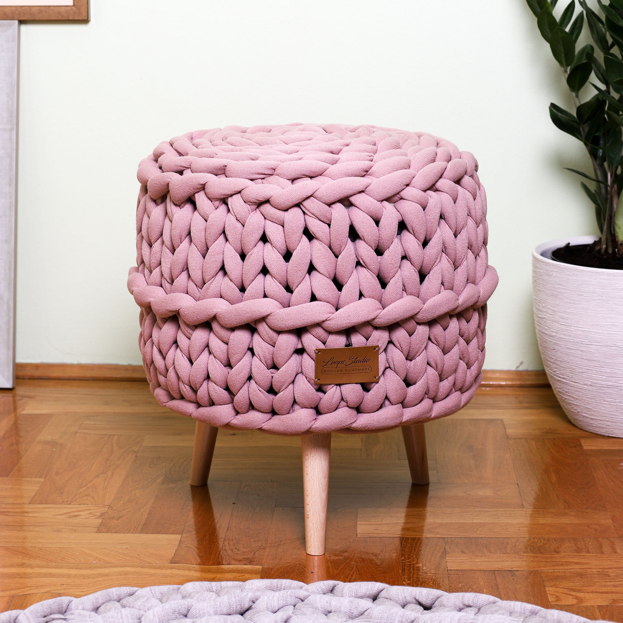 Knitted Pouf Chunky Knit Pouffe Round Knit Pouf Knit - Etsy