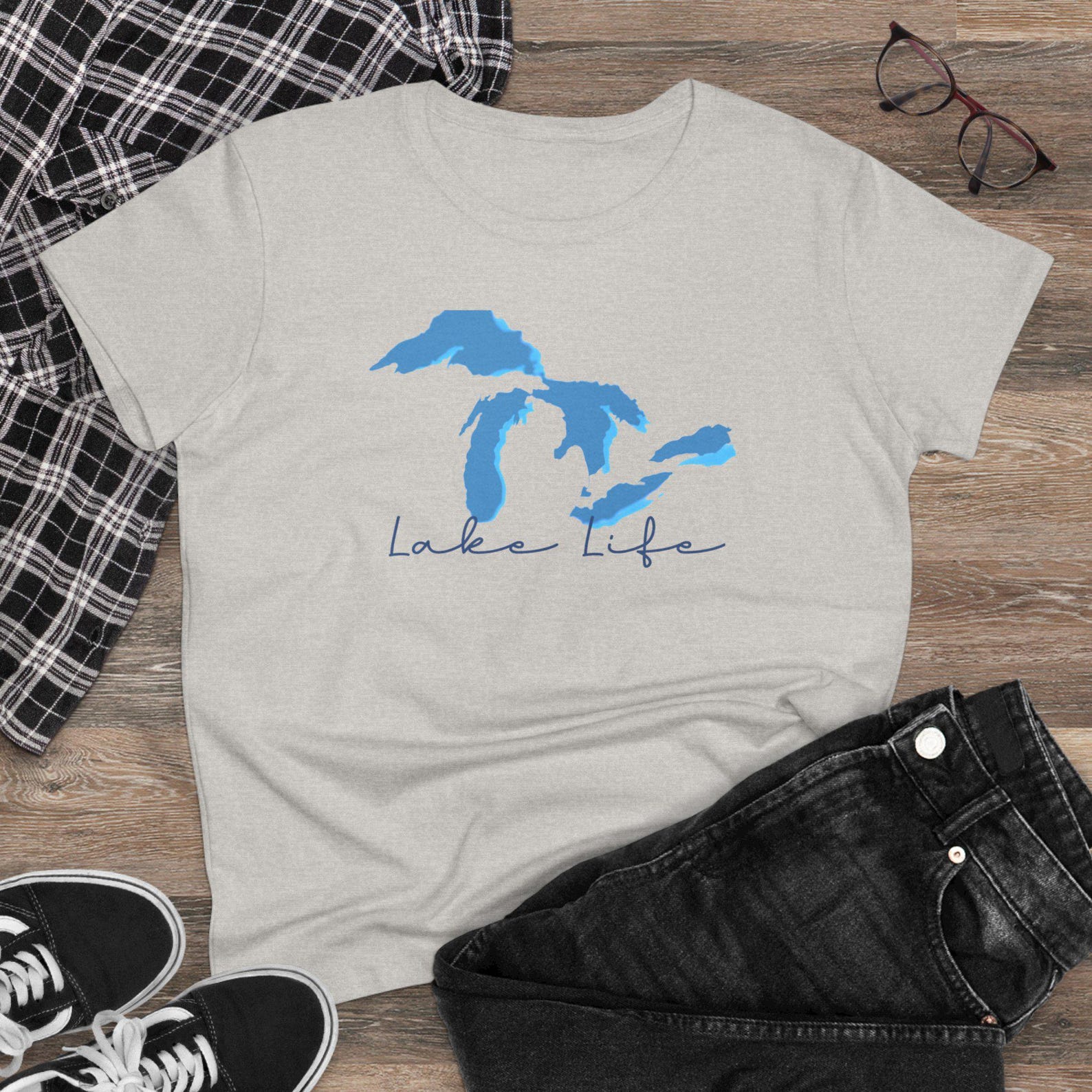 LAKE LIFE Great Lakes Graphic Women's Heavy Cotton Tee - Etsy