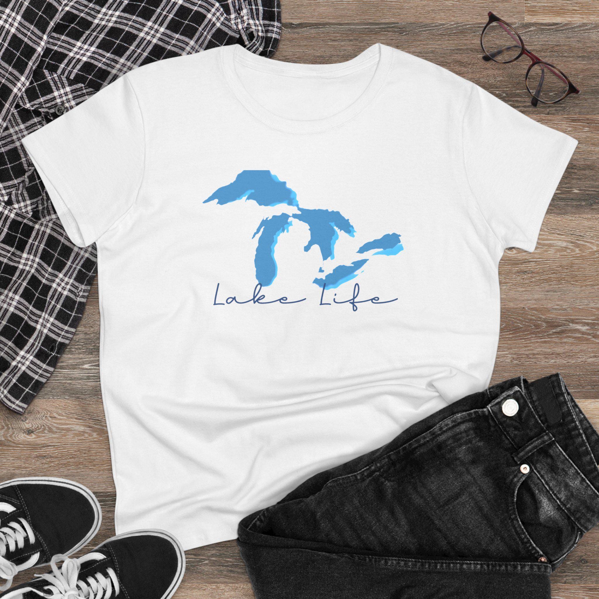 LAKE LIFE Great Lakes Graphic Women's Heavy Cotton Tee - Etsy