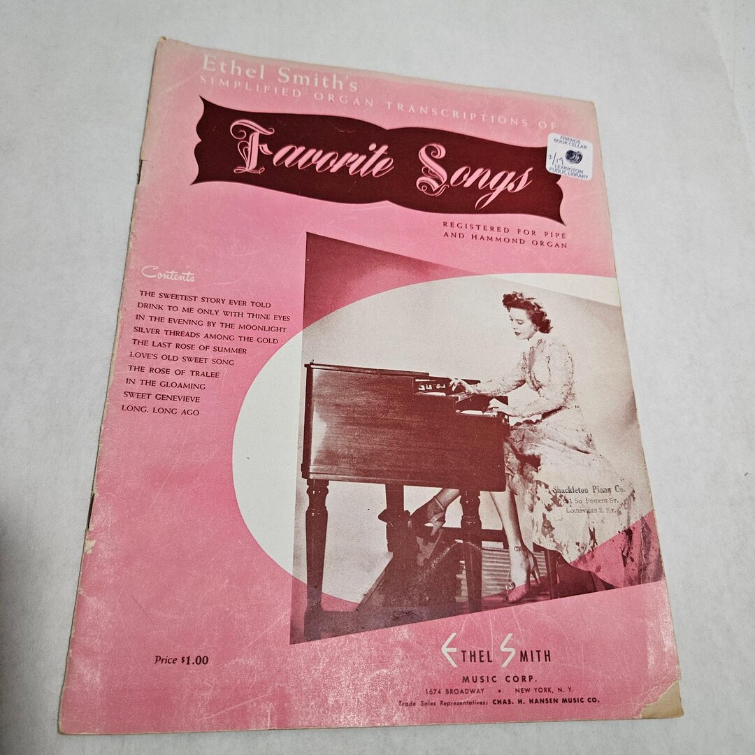 Ethel Smith's Simplified Organ Transcriptions of Favorite Songs Pipe ...