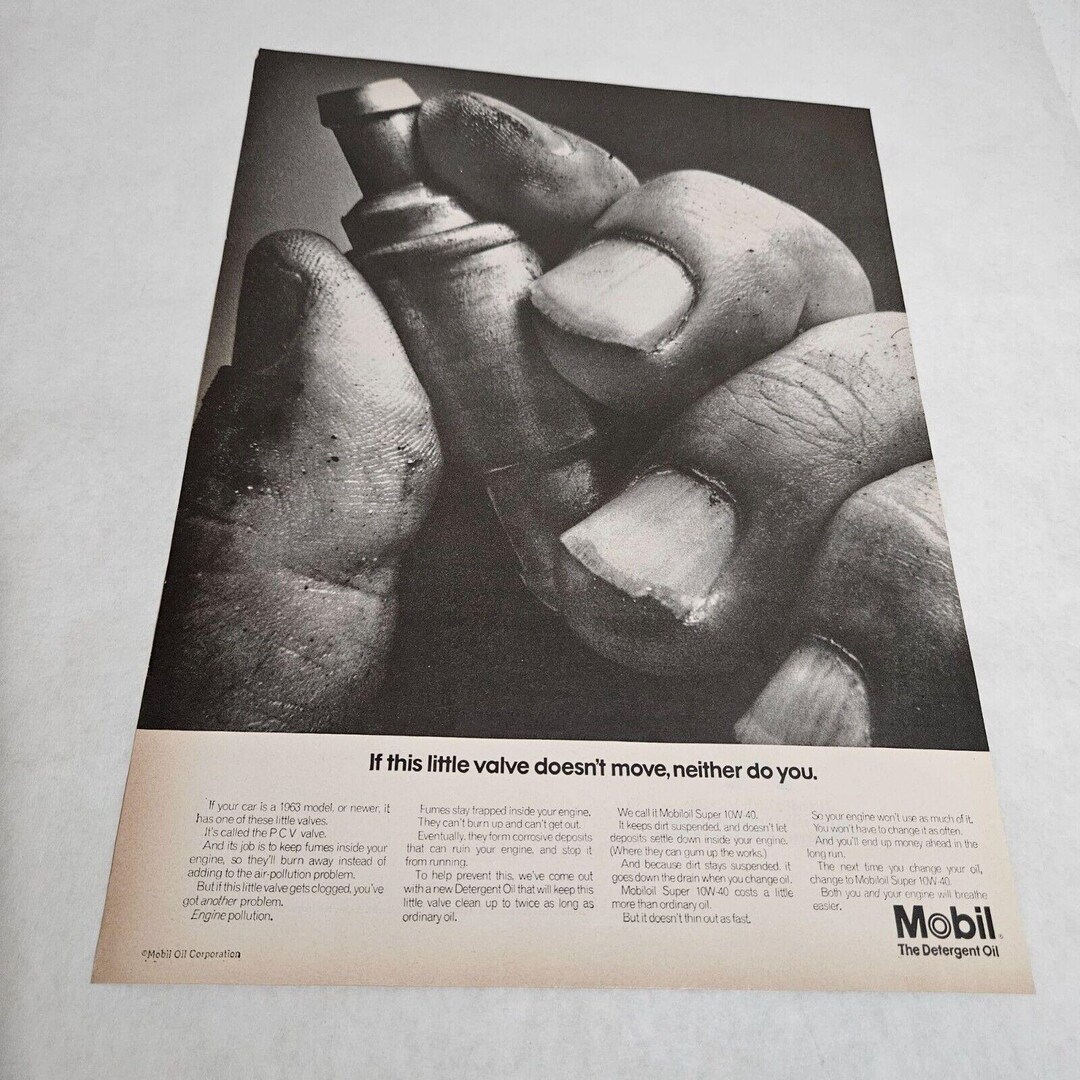 Mobil Oil Male Hand Holding Valve Vintage Print Ad 1967 - Etsy