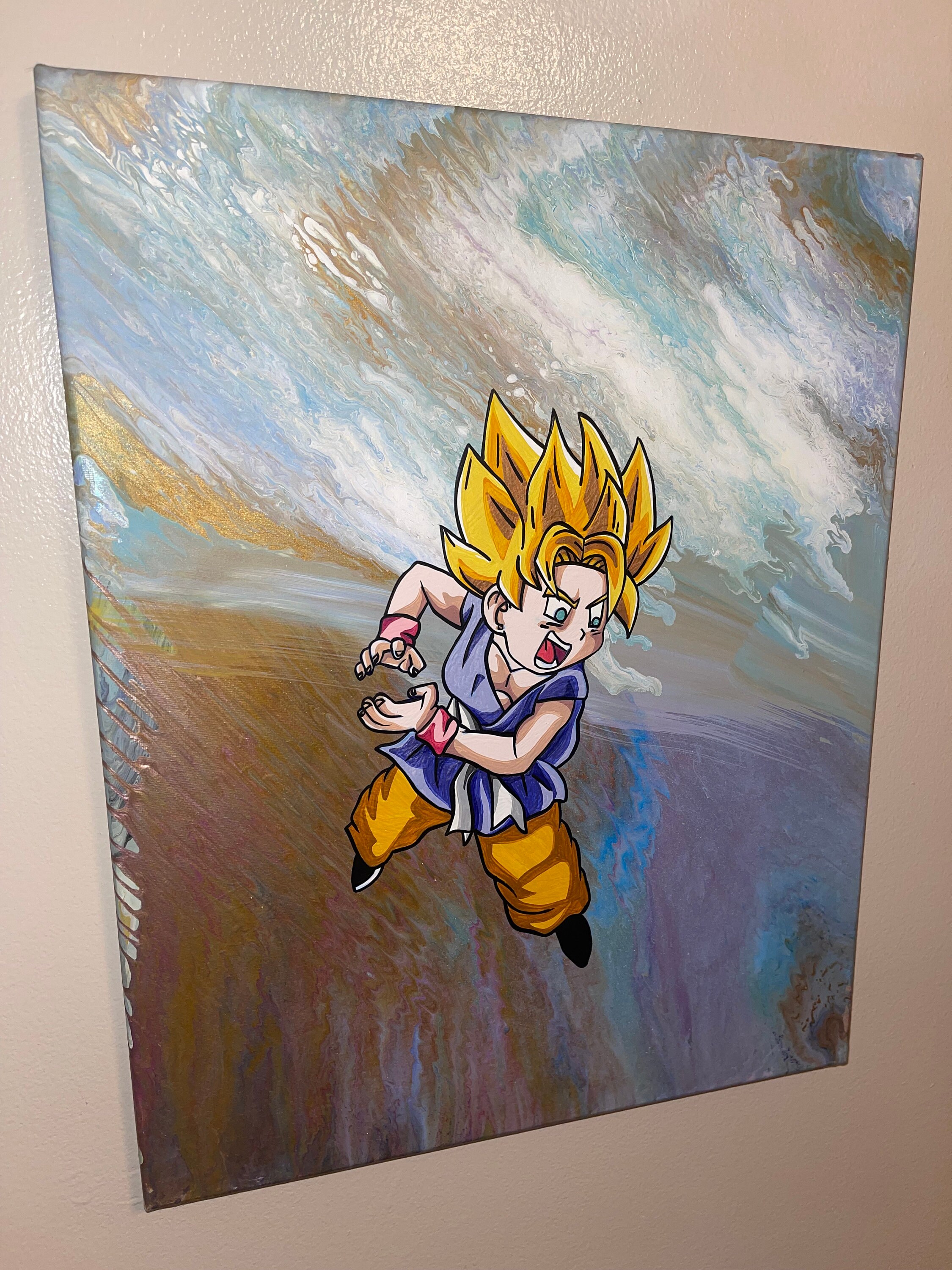 Dragonballz Fan Art Goku Acrylic Painting son Goku Flow Handmade ...