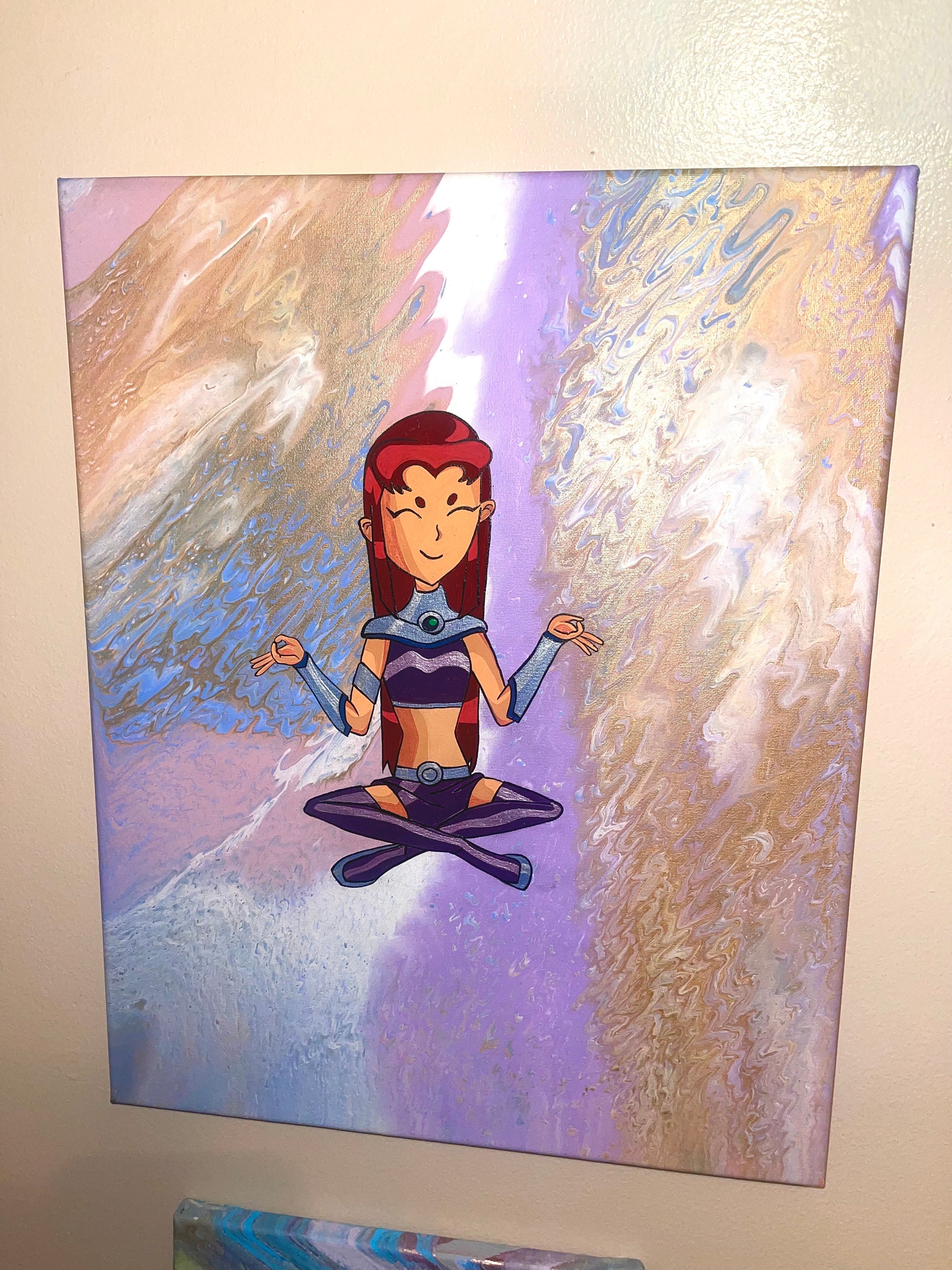 Teen Titans Fan Art Starfire Acrylic Painting starfire Flow Handemade ...