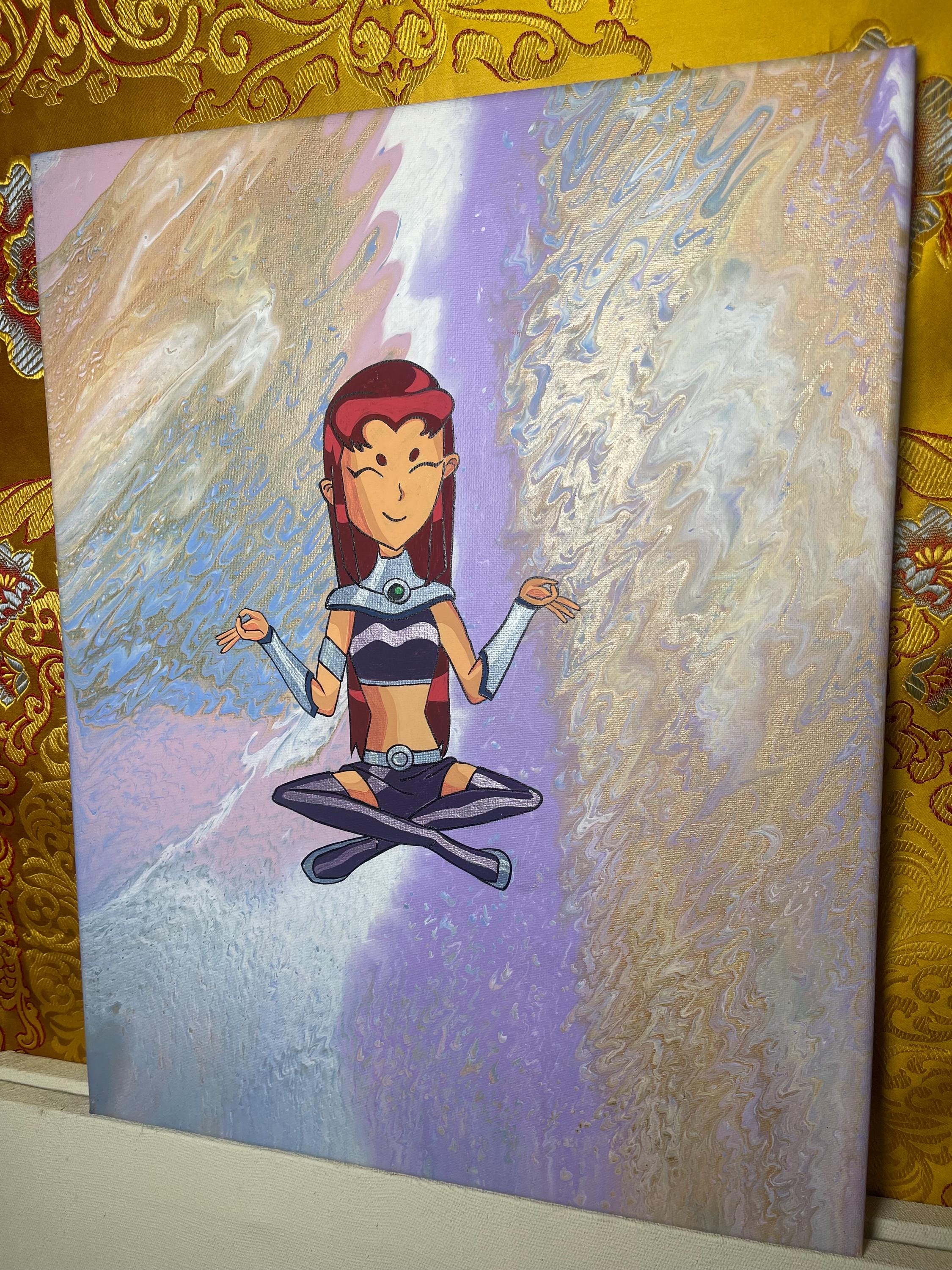 Teen Titans Fan Art Starfire Acrylic Painting starfire Flow Handemade ...