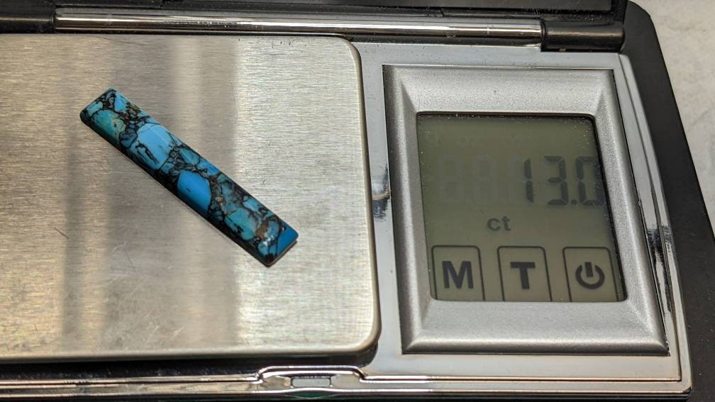 Turquoise With Black Matrix Long Square Stone - Etsy