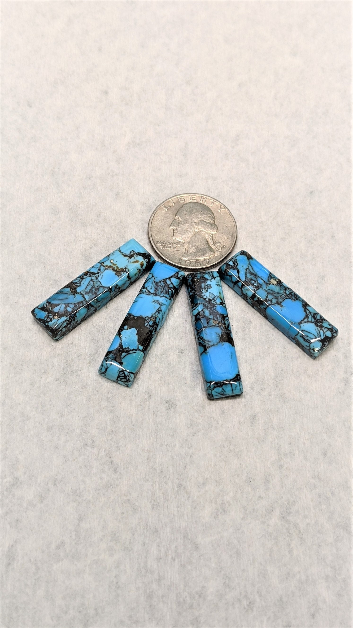 Kingman Turquoise With Black Matrix Rectangle Stones - Etsy