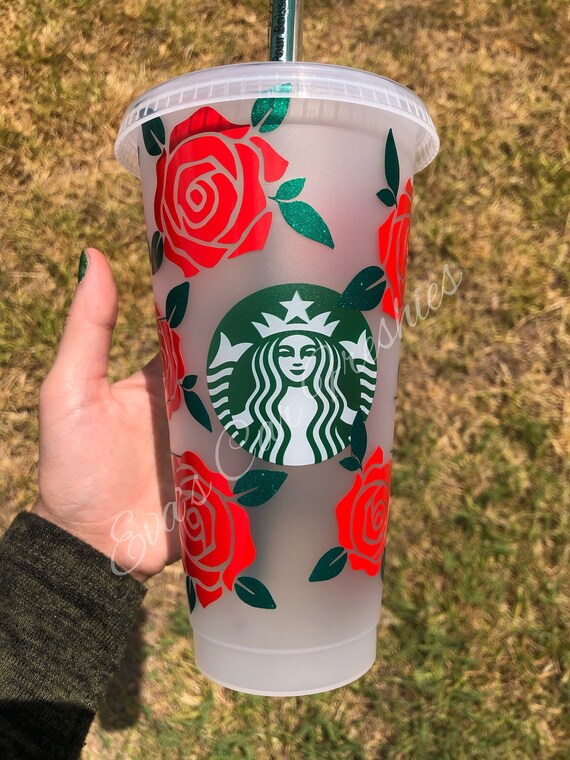 Copa Rose Starbucks / Roses Reusable Cold Cup / Rose Cup / | Etsy