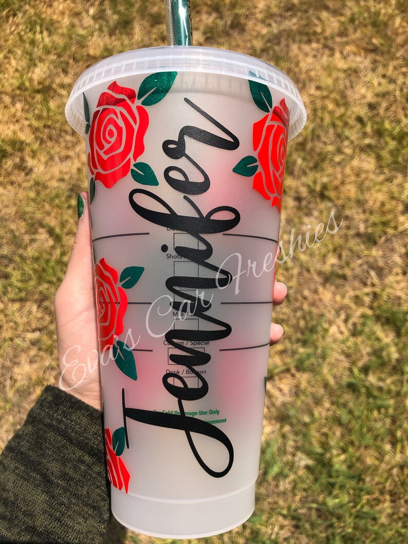 Copa Rose Starbucks / Roses Reusable Cold Cup / Rose Cup / | Etsy