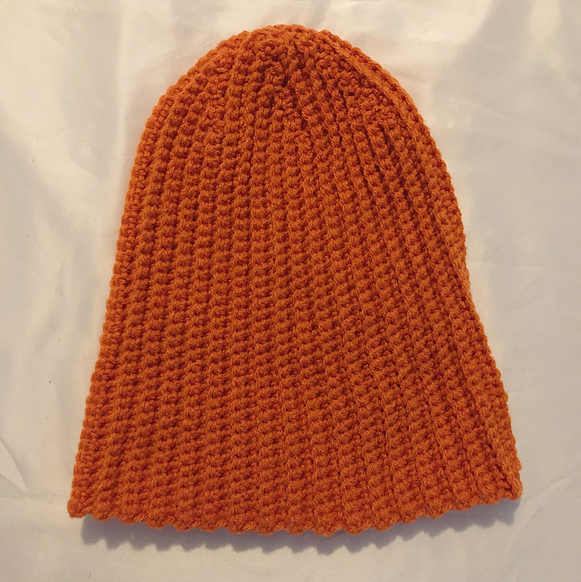 Orange Crochet Ribbed Beanie | Etsy
