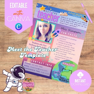 Space Theme | Meet the Teacher | Editable BUNDLE Pack| CANVA | Instant ...