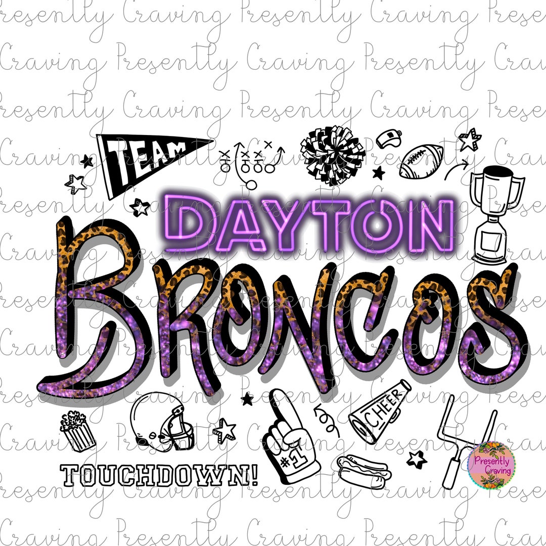 Doodle Series - Dayton Broncos Neon Leopard Glitter - Etsy