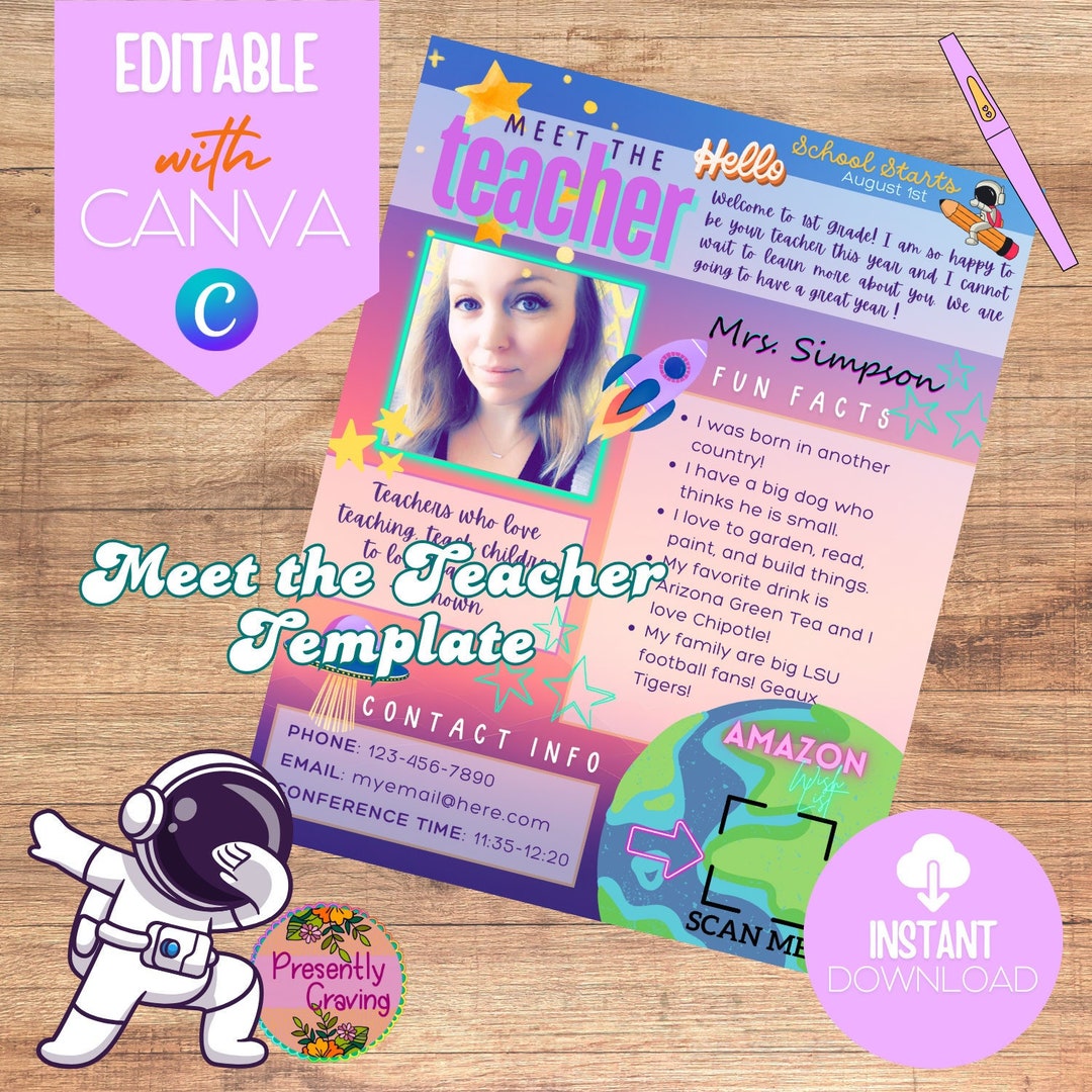 Space Theme | Meet the Teacher | Editable BUNDLE Pack| CANVA | Instant ...