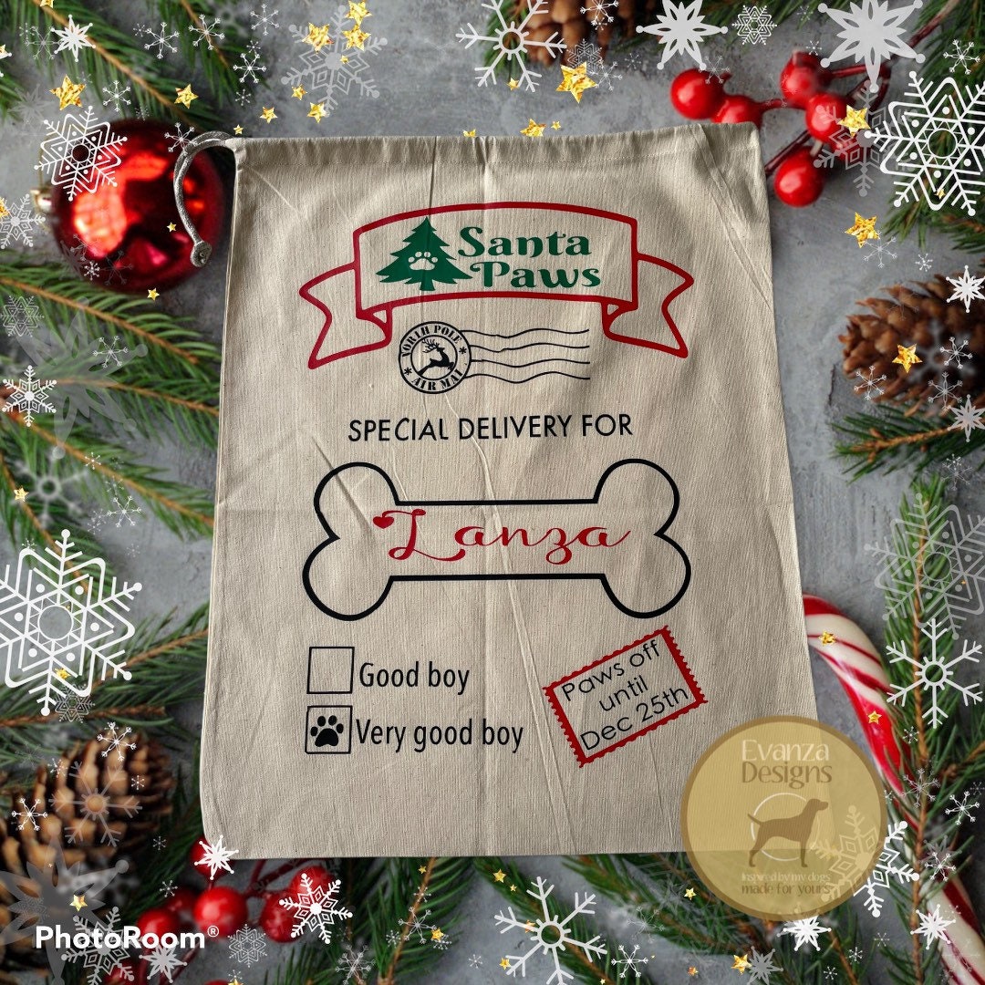 Large Santa Paws Christmas Present Dog Sack - Etsy UK