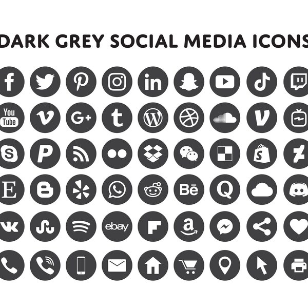 Gray Social Icons - Etsy