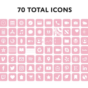 IPhone Ios14 Icons - Light Pink iPhone App Icons Bundle - 70 Social ...