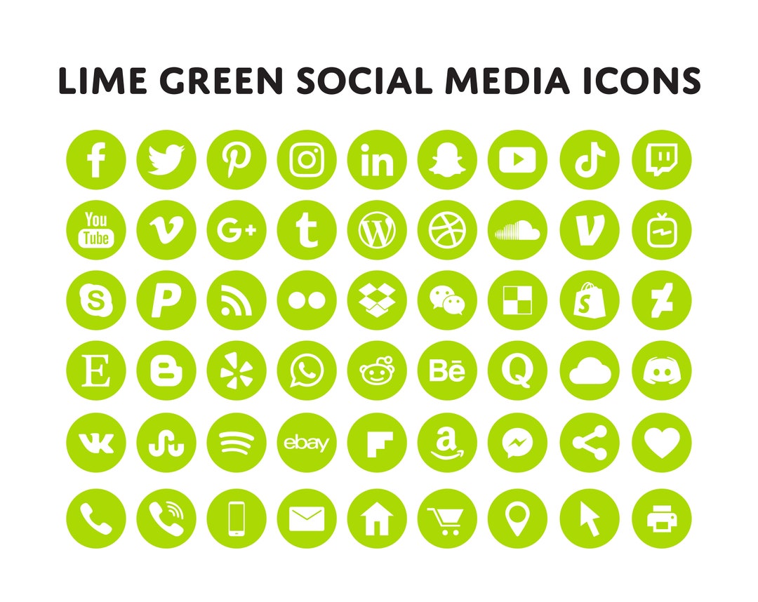 Lime Green Social Media Icons Bundle - Over 200 Social Media Icons ...