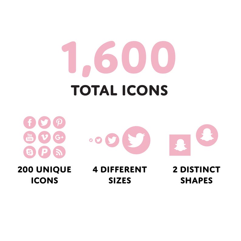 Light Pink Social Media Icons Bundle - Over 1600 Social Media Icons ...