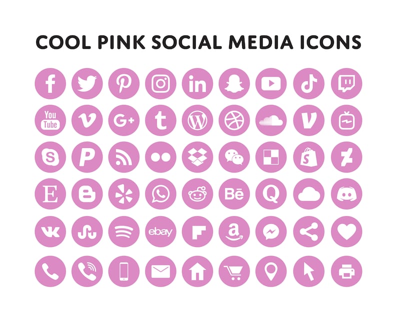 Cool Pink Social Media Icons Bundle - Over 200 Social Media Icons ...