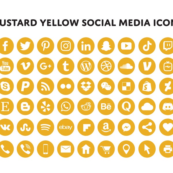 Yellow Social Icons - Etsy