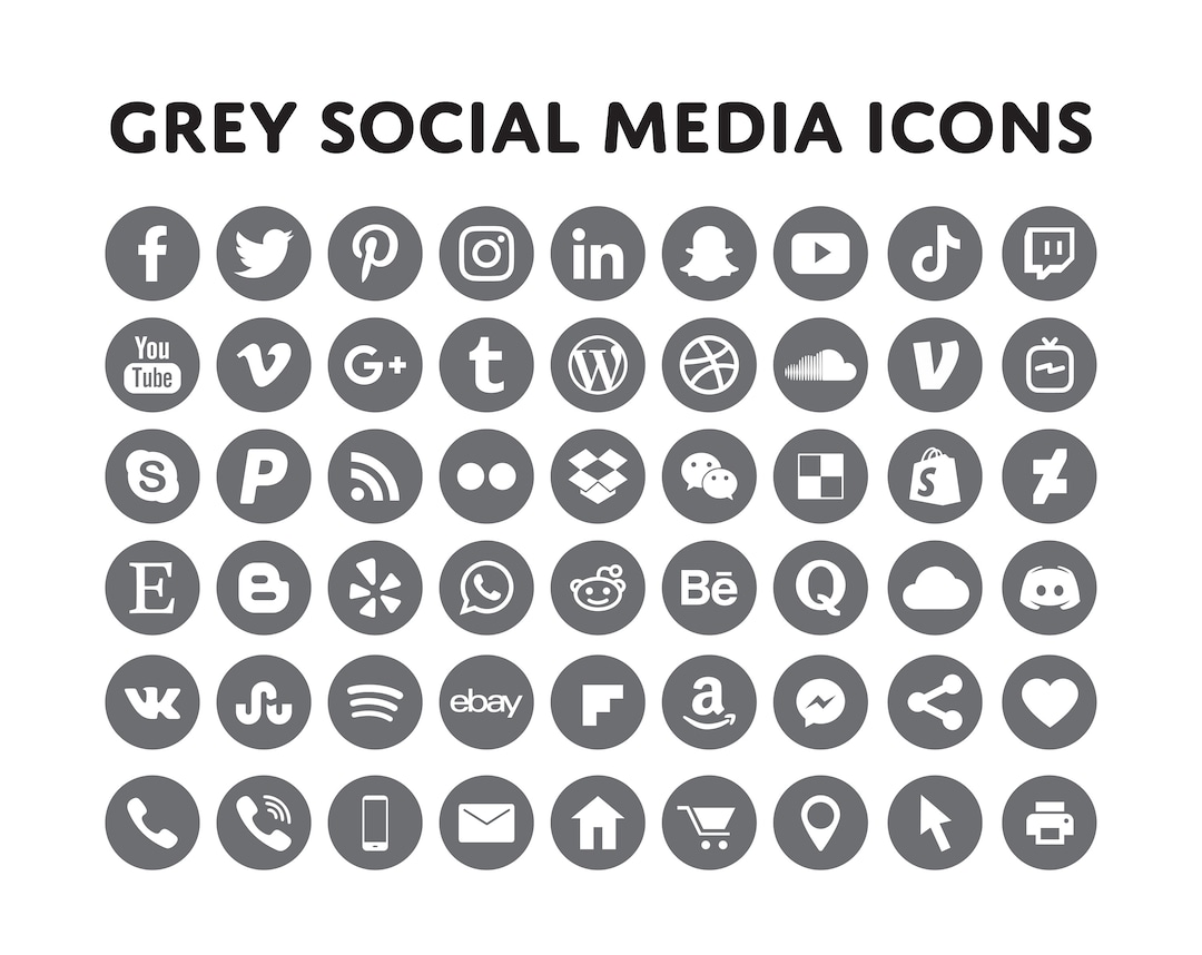 Round Gray Social Media Icons