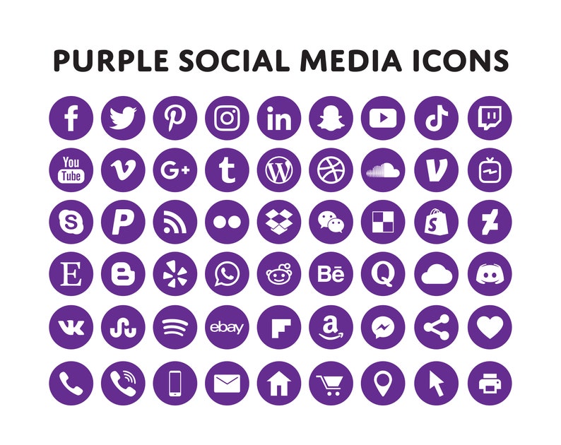 Purple Social Media Icons Bundle - Over 200 Social Media Icons - Blog ...